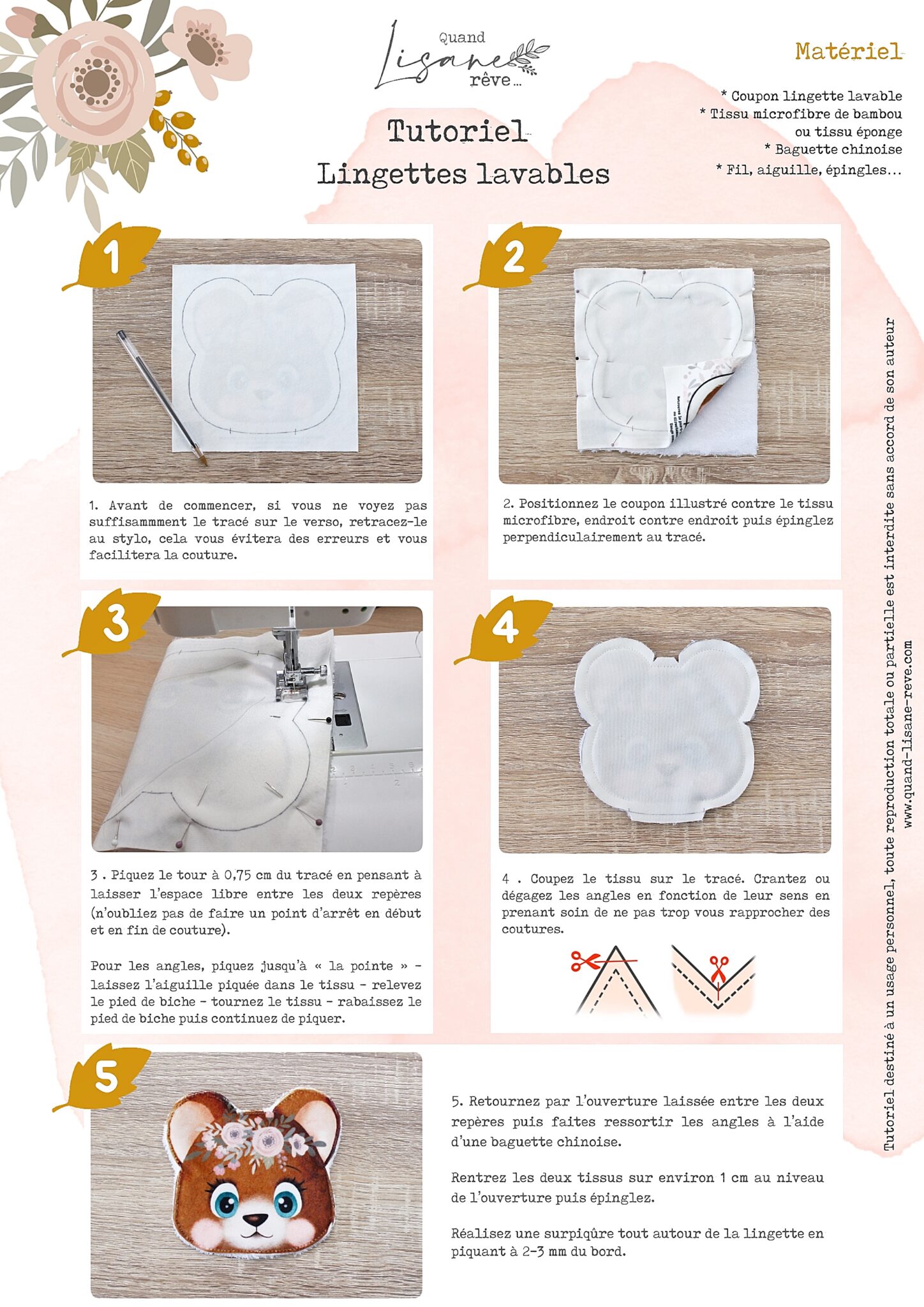 Tuto lingettes animaux - Quand Lisane rêve